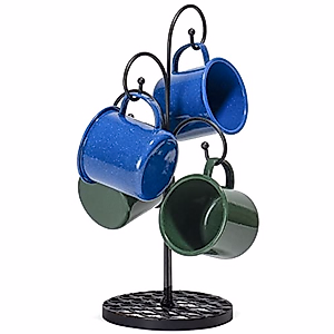 Red Co. Curved Tree 4 Arm Metal Kitchen Stand Cups and Mugs Holder in Mahogany Finish - 16"