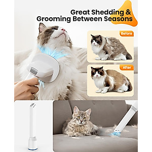 oneisall Cat Vacuum Brush for Shedding Grooming, Low-Noise Pet Grooming Vacuum for Cats Long Short Haired, Cat Grooming Brush for Loose Fur and Undercoat, Pet Hair Removal Between Seasons