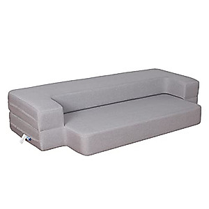 HonTop 8 Inch Folding Sofa Bed Queen Size Memory Foam Couch Convertible Futon Sleeper Foam Bed for Bedroom Living Room Guest, Light Grey