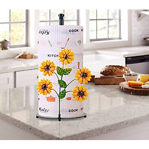 Sunflower Paper Towel Holder Countertop Upgrade Black Paper Towel Holder Stand Kitchen Paper Towels Holder Papertowel Holder Standing Paper Towel Holder Weighted Paper Towel Holder without Paper Towel