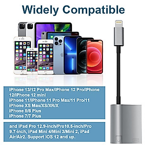 [Apple MFi Certified] 2 in 1 RJ45 Ethernet LAN Network Adapter, Lightning to RJ45 Ethernet Adapter with Charge Port Compatible with iPhone/iPad/iPod, Plug and Play, Supports 100Mbps Ethernet Network
