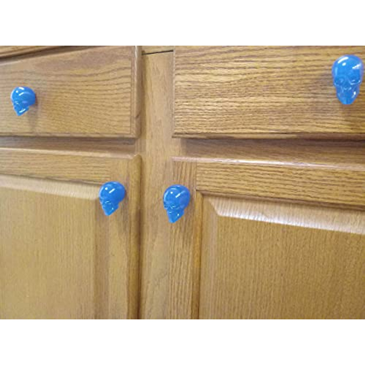 Blue Skull Cabinet Knobs/Drawer Knobs (Black Light Activated) (Set of 2)