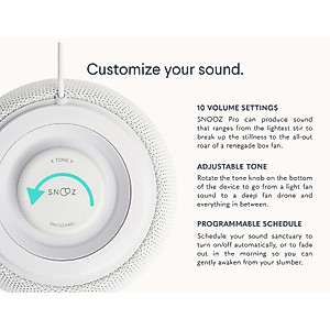 SNOOZ Pro - Smart White Noise Machine & Travel Case - Real Fan Inside, Non-Looping White Noise, Adjustable Tone & Volume - App-Based Remote Control & Sleep Timer (Cotton)