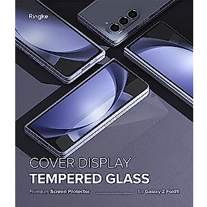 Ringke Cover Display Glass [Shatterproof Coverage] Compatible with Samsung Galaxy Z Fold 5 Screen Protector for Exterior Cover Display, Tempered Glass Screen Protector