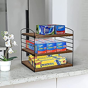 Adjustable Wrap Organizer Rack, Foil and Plastic Wrap Organizer, Cabinet Organizer and Storage, Kitchen Pantry Organization and Storage Shelving, Under Sink Organizer for Plastic Bags, Wraps, Snacks