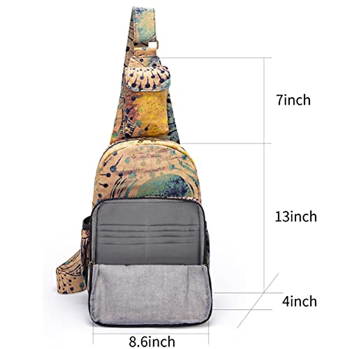 Women sling bag Elephant canvas large boho backpacks bohemian Crossbody Bag (purple yellow)