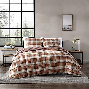 Eddie Bauer - King Duvet Cover Set, Reversible Cotton Bedding with Matching Shams, Stylish Home Decor for All Seasons (Edgewood Red, King)