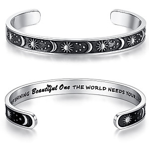 SAM & LORI Gifts for 13 Year Old Ideas Cuff Bracelet for Women Teens Teenage Christmas Stocking Stuffers Cute Birthday Daughter Granddaughter Valentine Day Easter Graduation Keep Shining Beautiful One