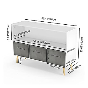 Toy Organizers and Storage,Kids Bookcase with Collapsible Fabric Drawers,Wooden Storage Cabinets & Shelves,Toddler Book Shelf for Bedroom,Playroom,Livingroom (Grey)