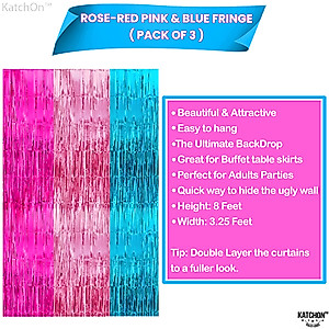 KatchOn, Large Pink and Blue Streamers - 9.75x8 Feet | Pink Streamers and Blue Fringe Backdrop, Unicorn Birthday Decorations | Pink and Blue Decorations, Mermaid Birthday Decorations, Mermaid Backdrop