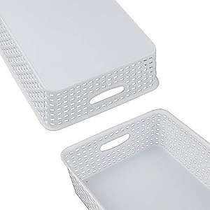 Sosody Plastic A4 Office Storage Baskets, Desk Tray Organizer, White, 5 Packs