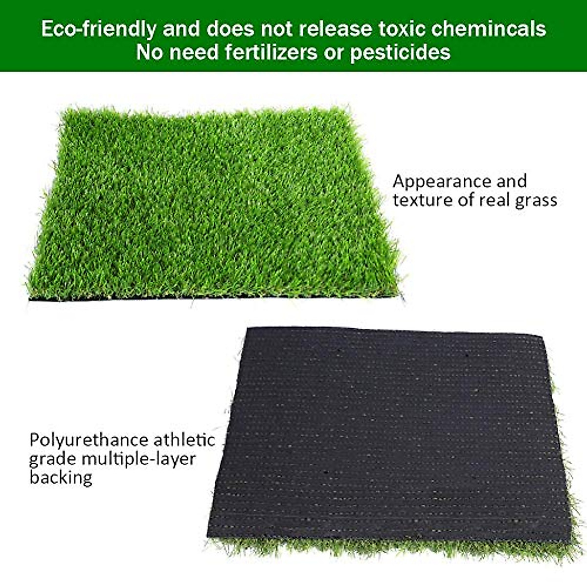 0.8inch Realistic Synthetic Artificial Grass Turf,Thick Faux Grass Indoor Outdoor Landscape Lawn Pet Dog Turf Carpet for Garden Backyard Balcony