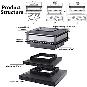 Dynaming 6 Pack Solar Post Cap Lights Outdoor, Classic Solar Powered Fence Post Lights, High Brightness Warm White SMD LED Lighting Decor for Garden Deck Patio, Fit 4x4, 5x5 or 6x6 Wooden Posts