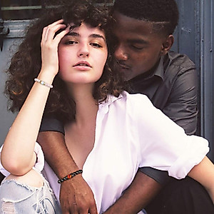 Jovivi 2pcs Couple Bracelets for Men Women 8mm Rose Quartz Hematite Healing Energy Beads Stretch Crown King Charm Bracelet Adjustable