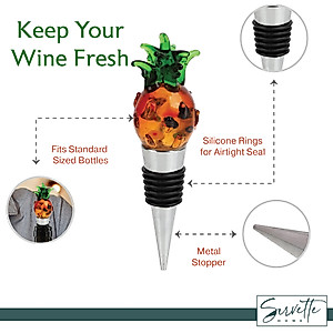 Glass Wine Bottle Stopper with Pineapple Top
