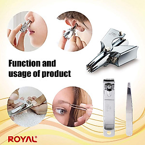 [Made in Korea] Nose Hair Trimmer for Men Set,Birdie Set, with Nail Clippers and Tweezers, Manual, Battery-Free, Waterproof, Painless, Patented Mechanism RET-4
