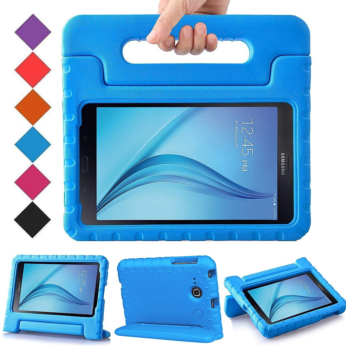 BMOUO Kids Case for Samsung Galaxy Tab E Lite 7.0 Inch - ShockProof Case Light Weight Kids Case Super Protection Cover Handle Stand Case for Children for Samsung Galaxy Tab E Lite 7 Inch Tablet - Blue