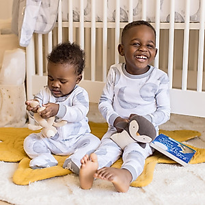 Burt's Bees Baby Baby Boy's Pajamas, Tee and Pant 2-Piece Pj Set, 100% Organic Cotton Soft Sleepwear, Hello Moon Light Blue, 5 Toddler