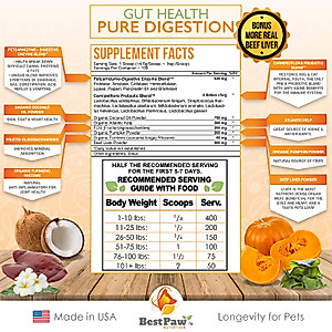 Best Paw Nutrition Dog & Cat Premium Probiotic Prebiotic & Digestive Enzymes 5 Billion CFU Organic Turmeric Coconut Oil Pure Pumpkin & Kelp for Healthy Bowels Gut & UTIs