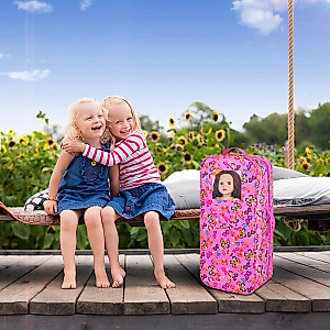 ZITA ELEMENT Doll Travel Carrier Case Crossbody Shoulder Bag for 18 Inch Doll Accessories - 18 Inch Doll Carrier with Multi-Pocket, Storage Closet Wardrobe Makeovers