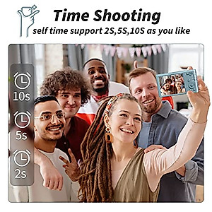 Saneen Digital Camera, 4K Kids Camera with 32GB SD Card and 2 Rechargeable Batteries, 48MP & 16X Digital Zoom Compact Point and Shoot Photography Cameras for Kids, Beginners, Elder - Blue