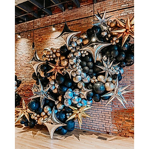 Bonropin 152pcs Black and Gold Balloons Garland Arch Kit with Black Gold Silver Balloons Gold Confetti Balloons New Year Ballons for Retirement Wedding Graduation New Year Birthday Party Decoration