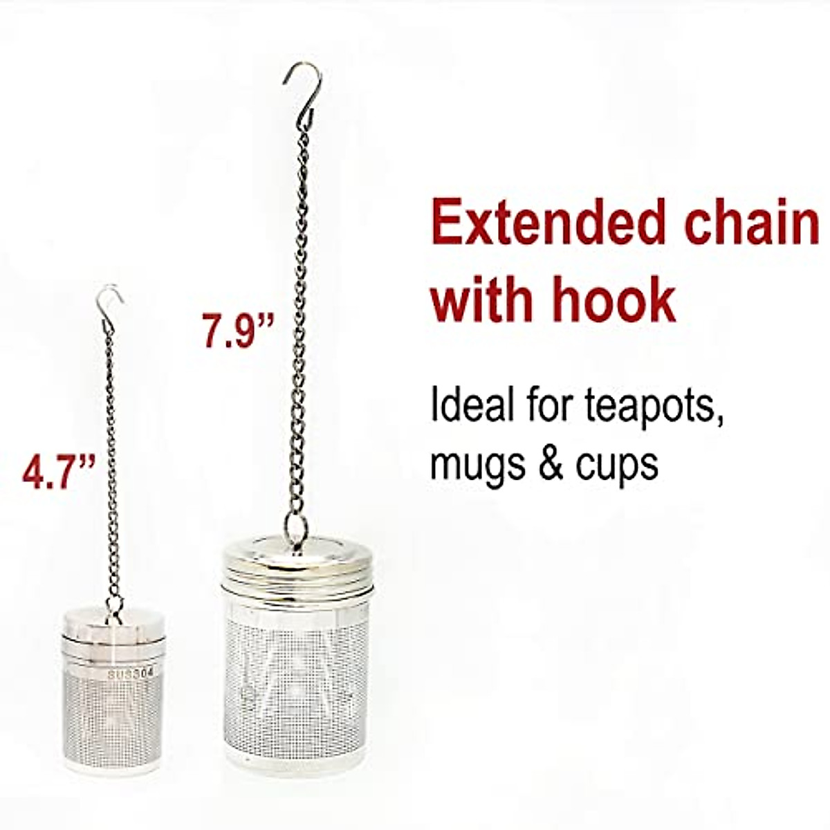URBAN ESCAPE Tea Steeper For-Loose Tea Leaf (2 PACK-LARGE for Teapot/Kettle & SMALL for Mug/Cup 20oz) Tea Infuser Tea Diffuser Extra Fine Mesh Stainless Steel Tea Strainer Ball Colador Infusor té