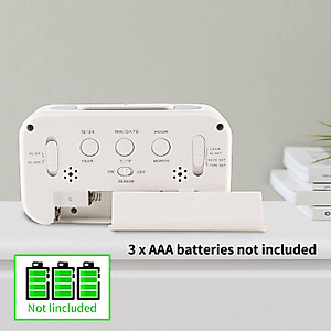 YUANRANER Digital Alarm Clock with Indoor Temperature, Battery Operated,Snooze Model,12/24H Display for Bedrooms Heavy Sleepers Kids Travel Bathroom Desk Smart Clock