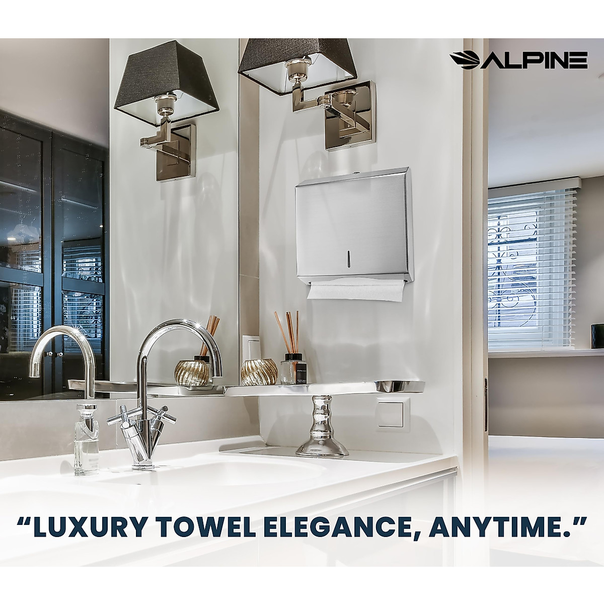 Alpine Industries C-Fold/Multifold Paper Towel Dispenser - Brushed Stainless Steel (290 C Folds/ 380 Multi-Fold)