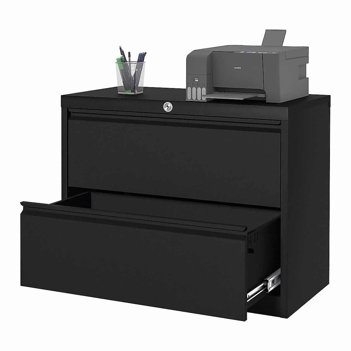 Aobabo 2 Drawer Lateral File Cabinet with Lock,Metal Storage File Cabinet Steel Filing Cabinet with Letter/Legal Size for Home Office,Anti-tilt Structure,Assembly Required (Black,2 Drawer)