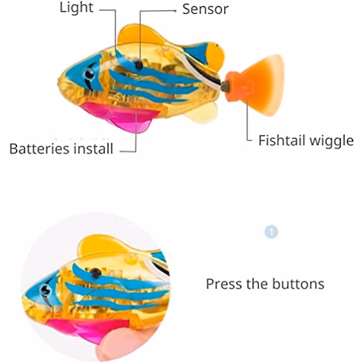Robo Fish for Cats, Robot Fish Cat Toy, Interactive Robot Swimming Fish Toys for Cat, Activated Swimming in Water with Led Light Plastic Fish Toy Gift, Stimulate Your Cat's Hunter Instincts (3Pcs)