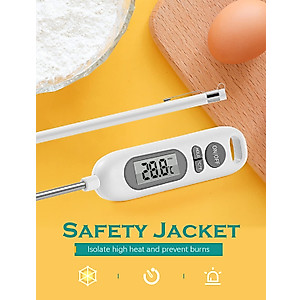 Meat Thermometer, Waterproof Food Thermometer, Instant Read Digital Cooking Thermometer for Kitchen Cooking BBQ Sugar Jam Water Meat Milk