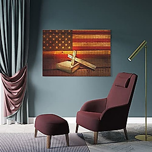 Arts Canvas Wall Art Decor Hand Painted Bible Verse American Flag Cross Holy Abstract Painting Large Art Pictures Modern Artwork for Living Room Bedroom Office Decor Framestyle1 12 X 08 inch (30 X
