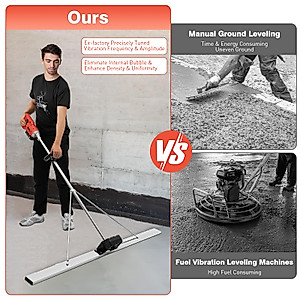 Power Concrete Screed Vibratory Kit Concrete Finishing Tool with, Cordless Electric Screed Cement Finishing Vibrating Machin,Machine Head + Motor Concrete Surface Leveling Tamper Ruler