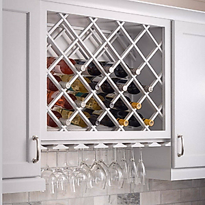 Hardware Resources Wine Storage Lattice Rack - Rustic Wooden Bottle Holder Panel Inserts for Cabinets - Made of Untreated Alder Wood - Beveled Edges, Easy to Assemble, Customizable Capacity - 36x48”