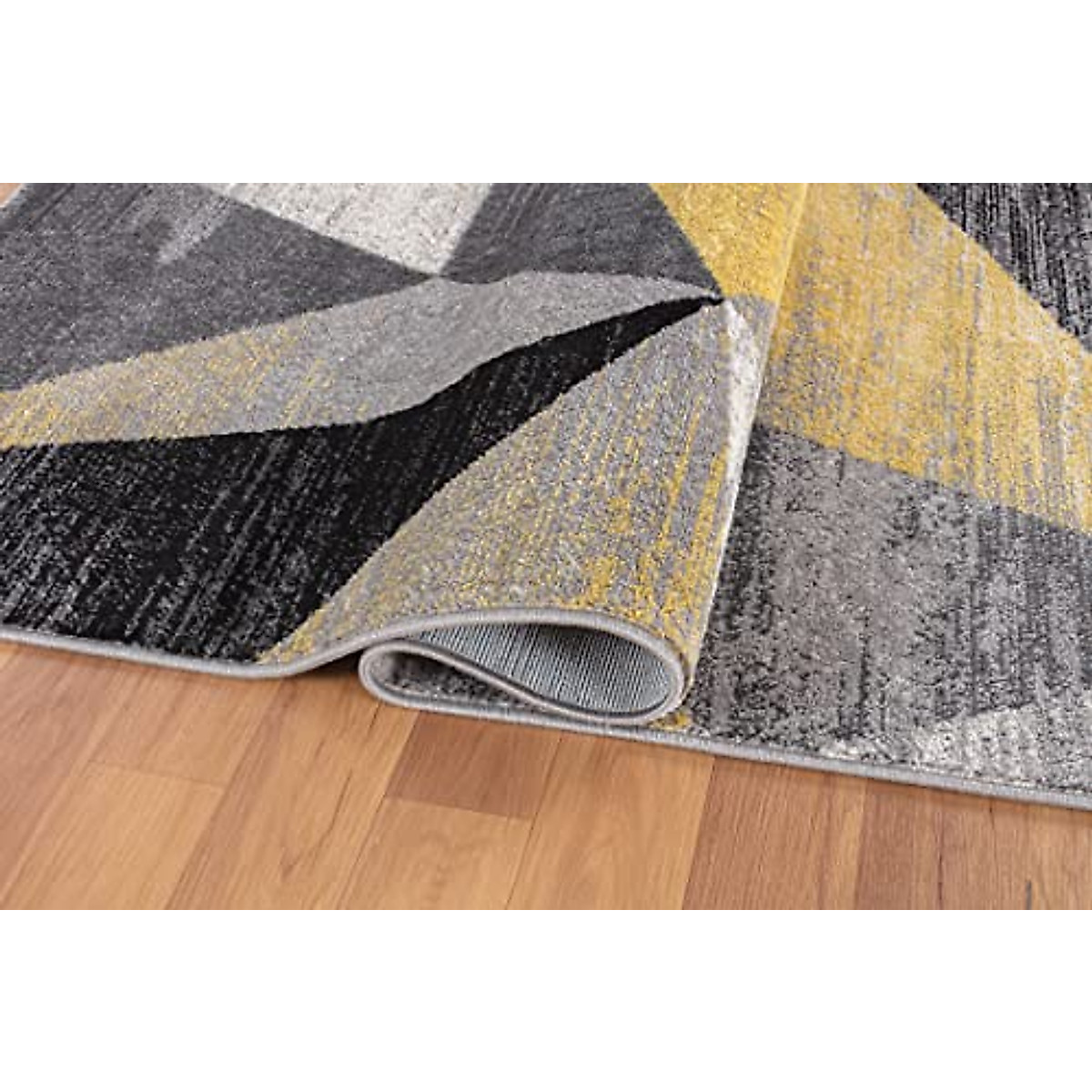 Rugshop Contemporary Distressed Prisma Stain Resistant High Traffic Living Room Kitchen Bedroom Dining Home Office Area Rug 8'x10' Yellow