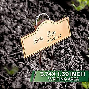 Metal Plant Labels Weatherproof 25 Pack, Outdoor Stainless Steel SS304 Garden Label Markers for Plants Vegetables Herb Seedlings Flowers with a Pen, Height 10.75 Inch, Label Area 3.74'' x 1.39''