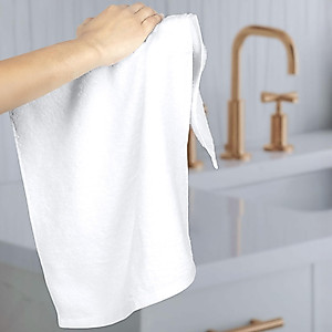 Amazon Basics Cotton Hand Towel - 12-Pack, White