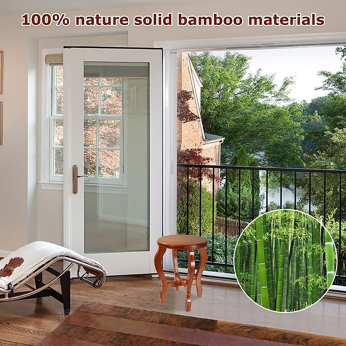 QTLCOHD Wooden Stool 9 Inch Small Wood Stool Round Wooden Foot Stool Wooden Step Stool for Kids Adults Bathroom Shoe Changing Bedside