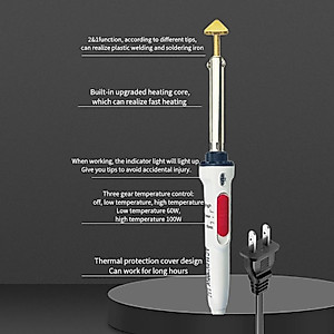 Plastic Welder, 110V/100W Plastic Welding Kit, Plastic Soldering kit for Bumper Kayak Repair-With 100 Rods,3 Tips,6 Wire Mesh,1 Volume Tin Wire,2 Sandpaper,1 Stand,1 Metal Brush,1 Screwdriver (White)