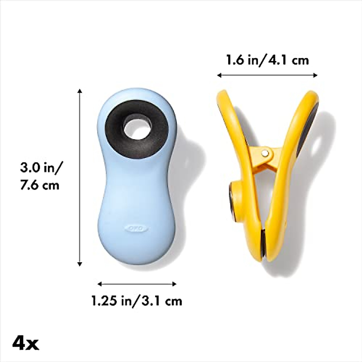 OXO Good Grips Collection Bag Clip, 4 Piece All-Purpose Set, Red/Orange/Green/Blue