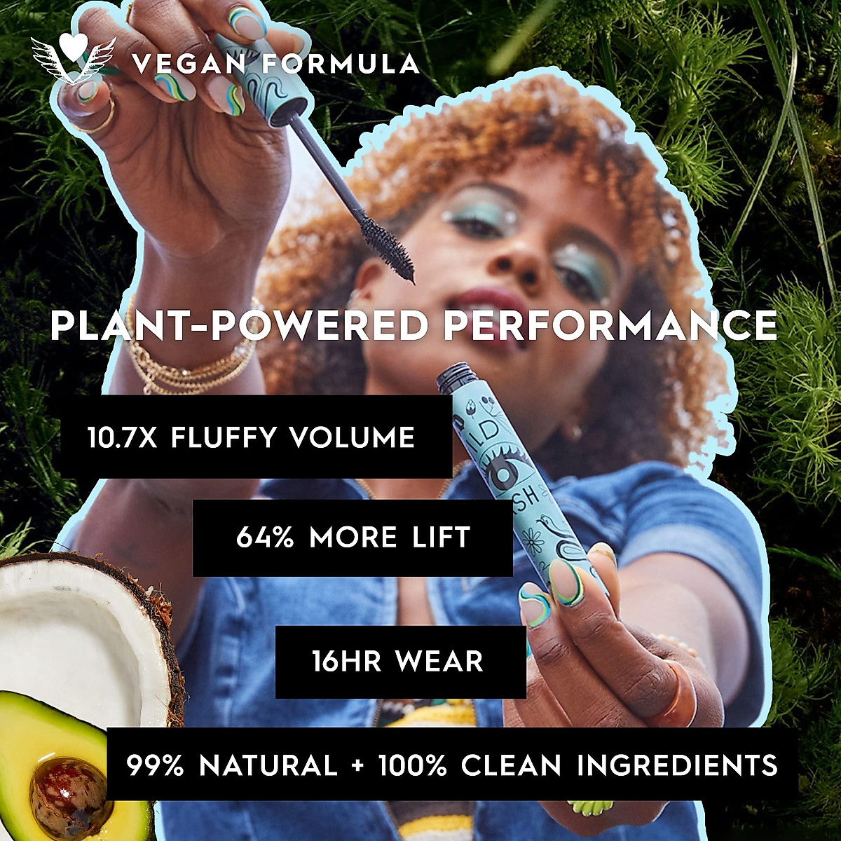 Urban Decay Wild Lash Plant-Powered Volumizing Mascara, Black - 16HR Wear, Smudge, Transfer & Flake Resistant - Vegan Formula with Sunflower Seed, Avocado & Coconut Oil