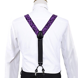 Alizeal Mens Paisley Suspender and Bowtie, Hanky, Cufflinks-Dark Green