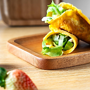 Wine Appetizer Serving Board, James.F Picnic Plate Set of 2, Acacia Wooden Serving Tray with Wine Holder, Mini Charcuterie Cheese Serving Boards Sets for Parties