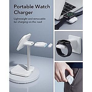 ESR 3-in-1 MagSafe Charger Stand (HaloLock), Removable Made for Apple Watch Certified Charger, MagSafe Charging Station, Magnetic Wireless Charger, iPhone 14/13/12 Series, AirPods Pro/3/2, White