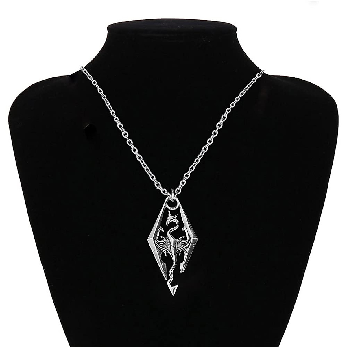 The Elder Scrolls SKYRIM Dragon Silvertone PENDANT/Necklace