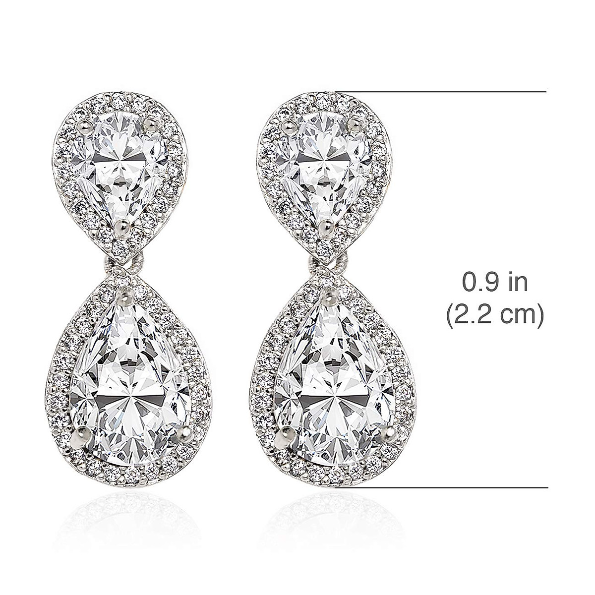 A+O Clip on Earrings - Teardrop Drop Dangle Earrings in Silver