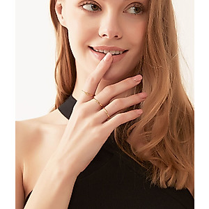 TIGRADE 3Pcs 1.5mm Stainless Steel Stacking Rings for Women Stackable Thin Ring Statement Band Comfort Fit Size 3-12, Gold, Size 6.5