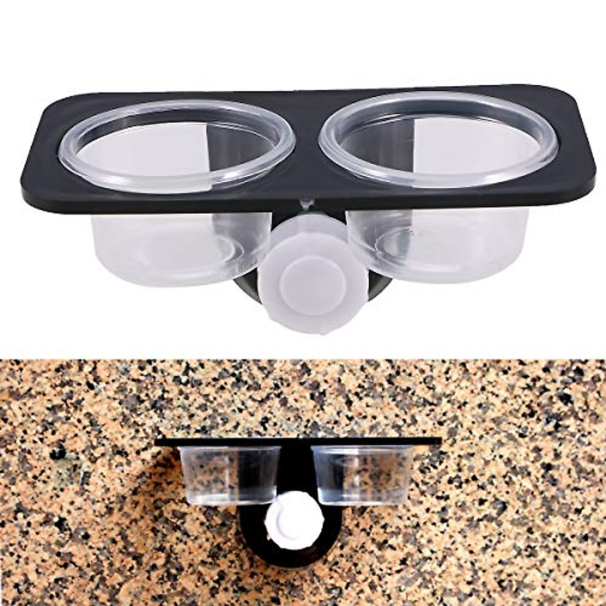 POPETPOP Gecko Feeder Ledge-Small Gecko Food Cups Suction Cup Reptile Feeder for Reptiles Food and Water Feeding (Suction Cup Type)