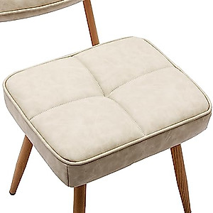 FERFALDER Upholstered Wingback Chair, Accent Chair with Ottoman, Comfy Living Room Chairs, Faux Leather Arm Chairs for Living Room, Bedroom, Office and Study, Beige